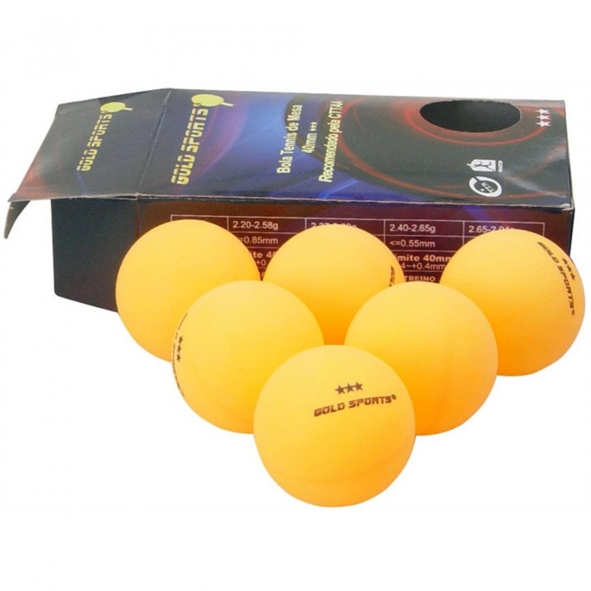 Kit 6 Bolas Tênis de Mesa 3* Gold Sports - Top Radical